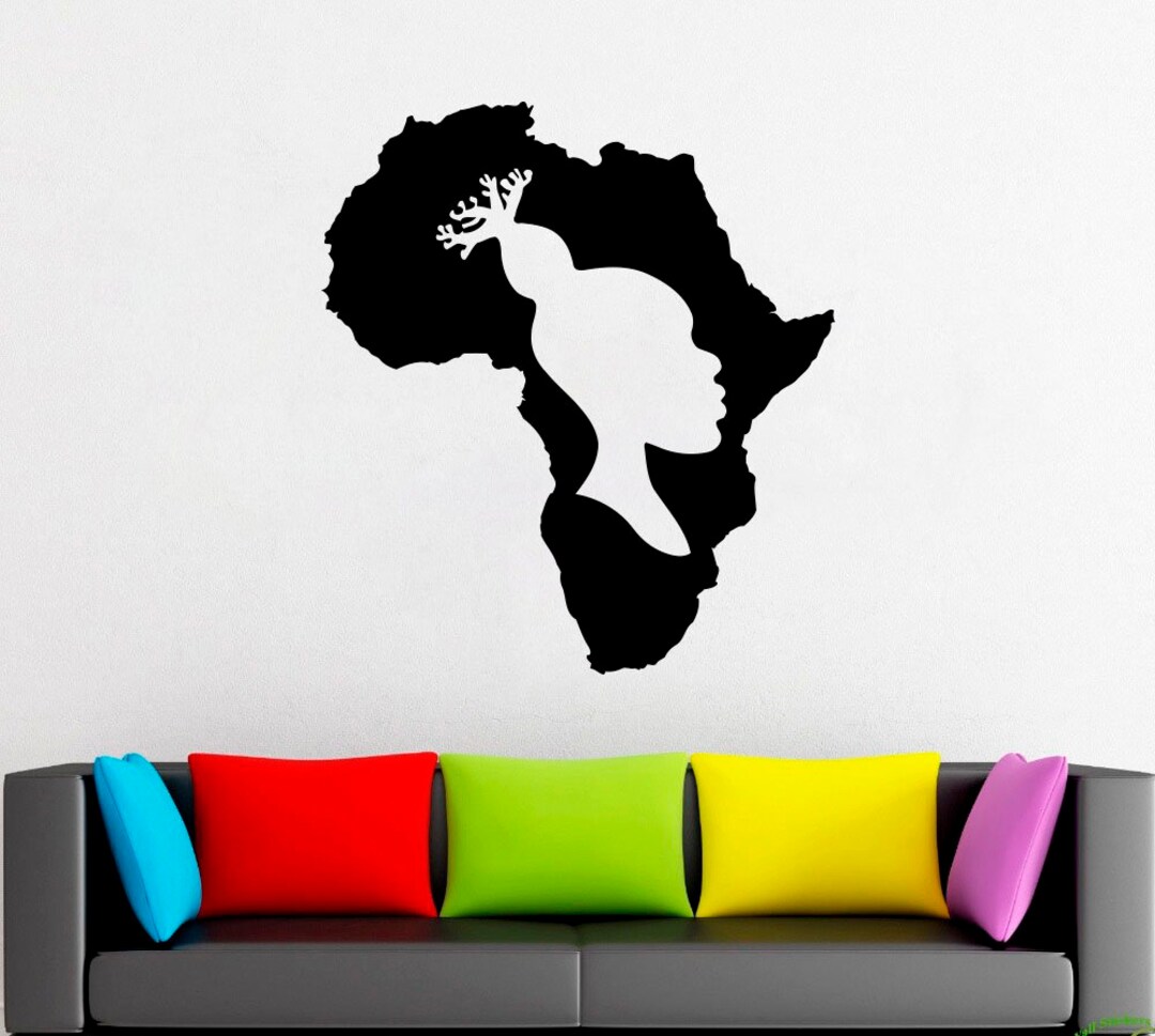 African Style Wall Decal Window Sticker Beauty Salon Woman Face Africa ...