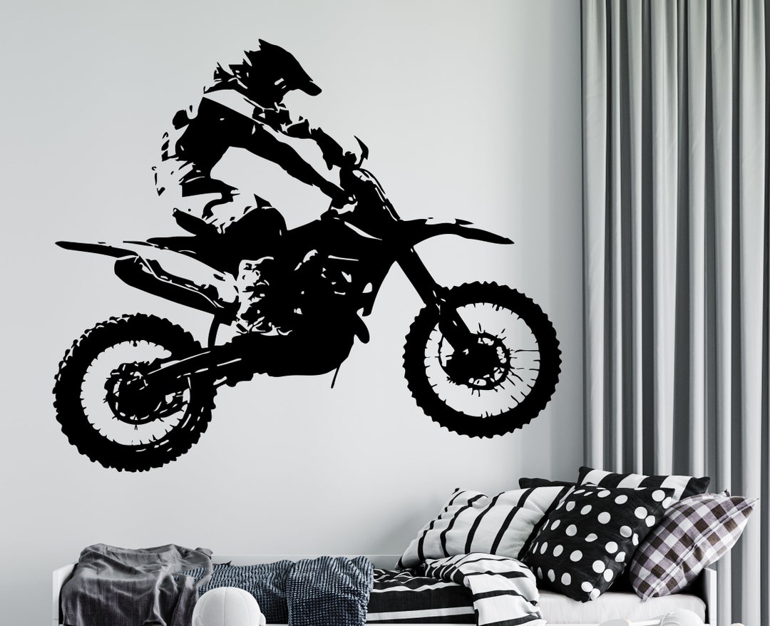 Motocross Wall Decal Motorcycle Wall Sticker Dirt Bike Wall Decor 1544b ...