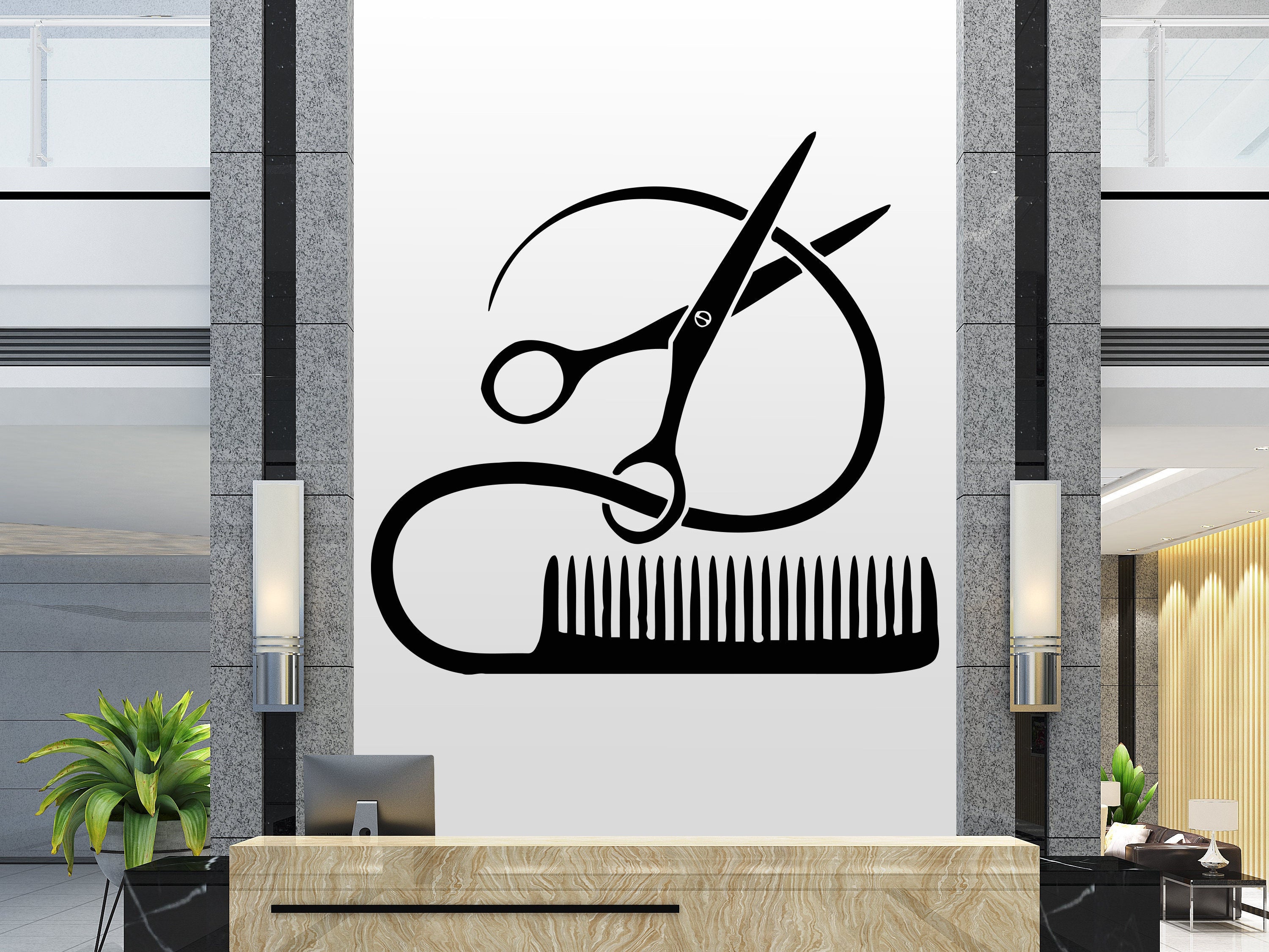 Hair Salon Wall Window Decal Sticker Hair Stylist Hair Tools - Etsy
