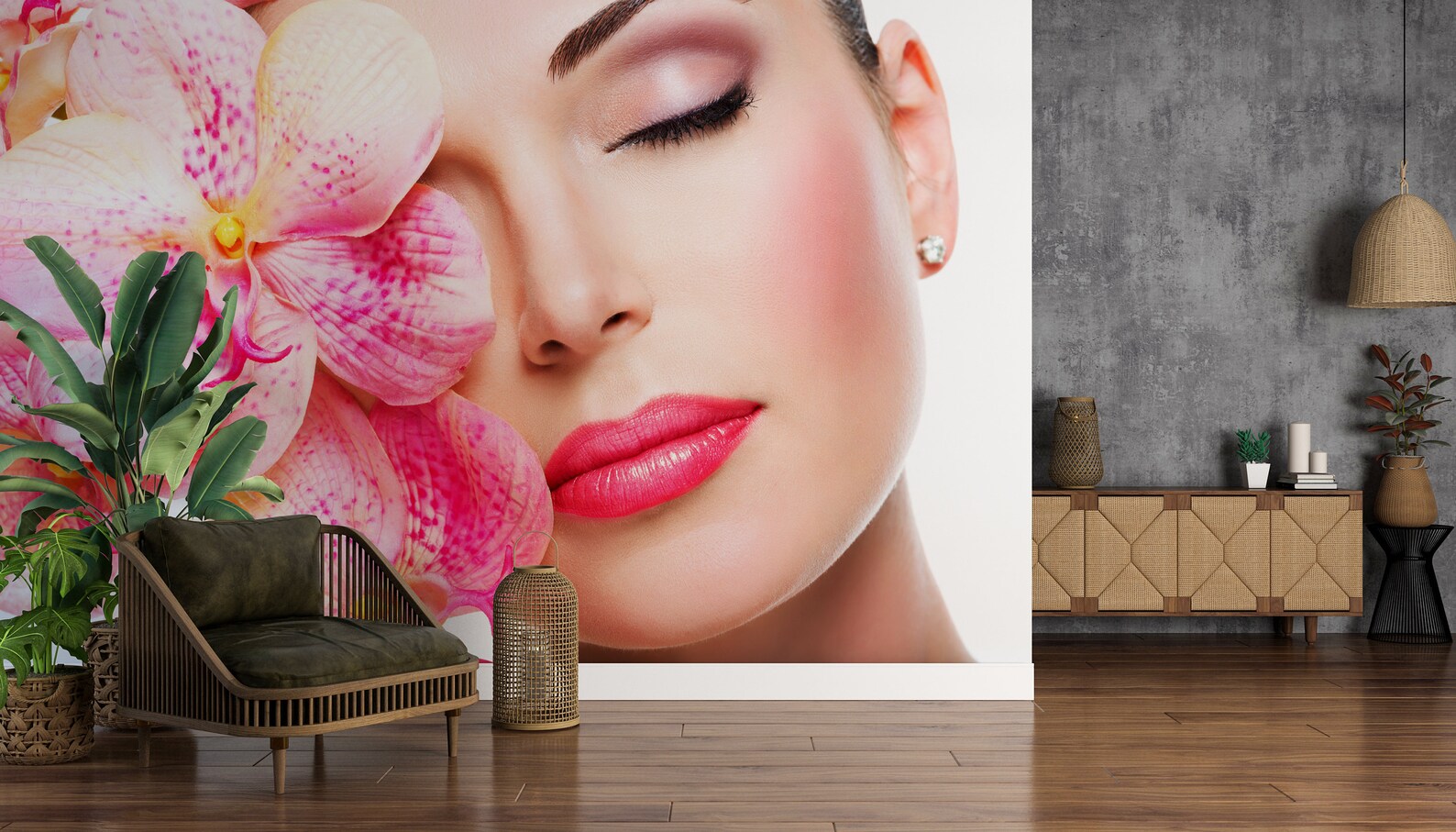 Frau Gesicht Peel and Stick Wallpaper für Schönheitssalon ...