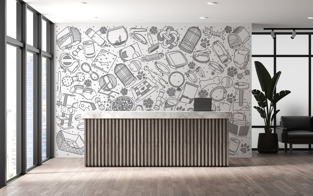Pet Store Wall Graphics Peel and Stick Wallpaper Dogs Cats Toys Self ...