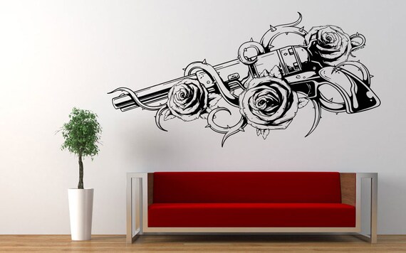 Weapon Gun Bullet Shot Bandit Wall Decal Window Sticker Design | Etsy