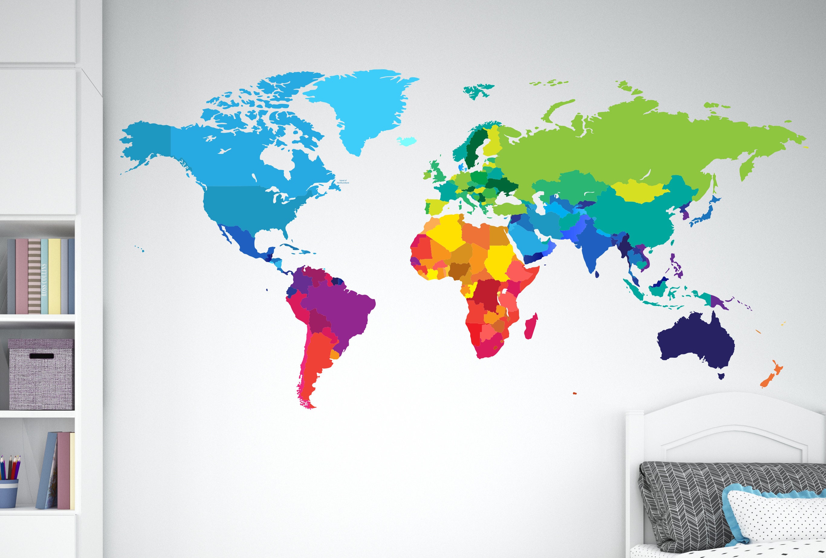 World Map Wall Decal World Map Wall Sticker World Map Wall | Etsy