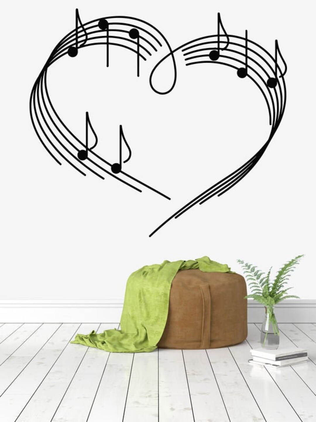Music Notes Heart Wall Decal Music Wall Decor Music Instrument Wall ...