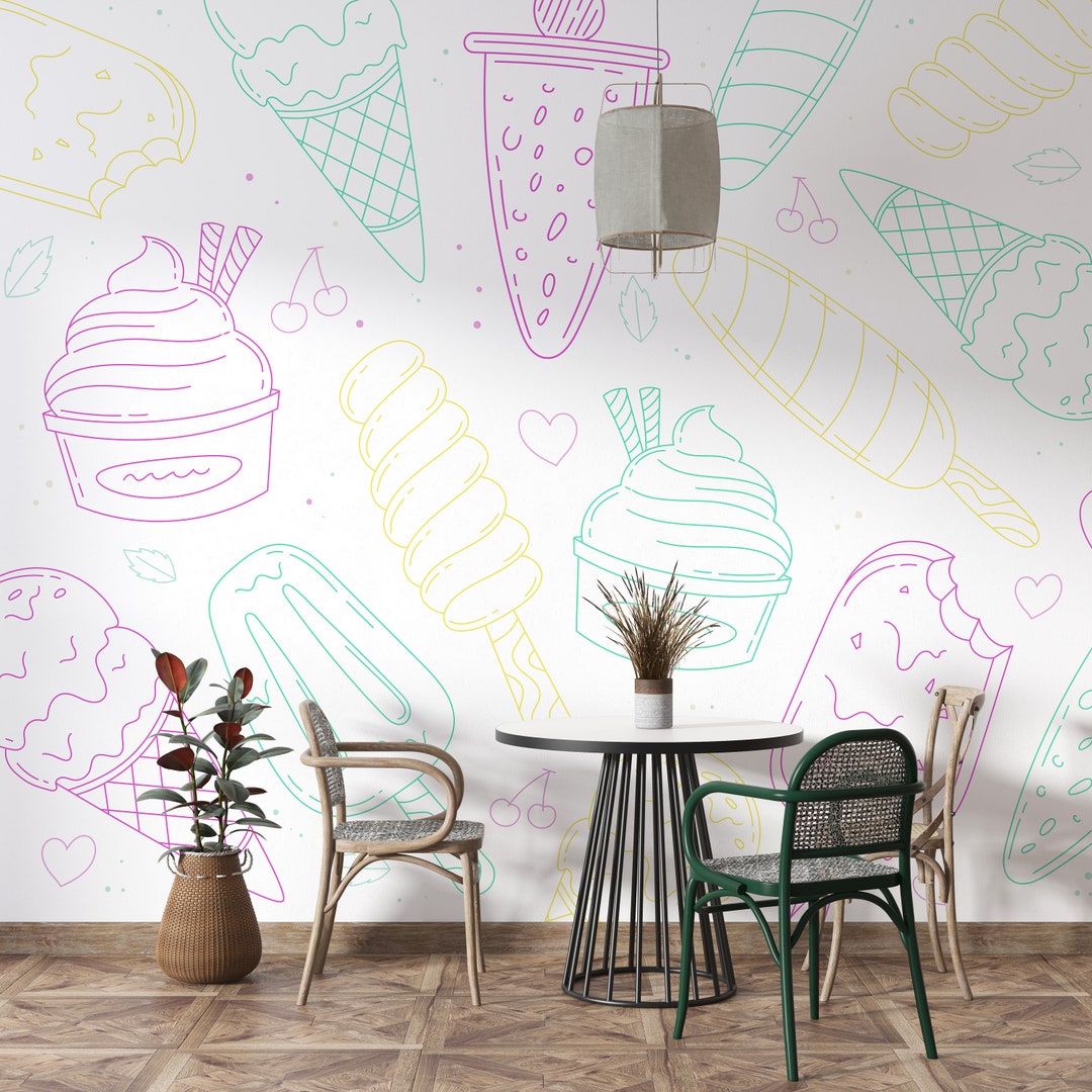 Ice Cream Wall Graphics Peel and Stick Wallpaper Ice Cream Cafe ...