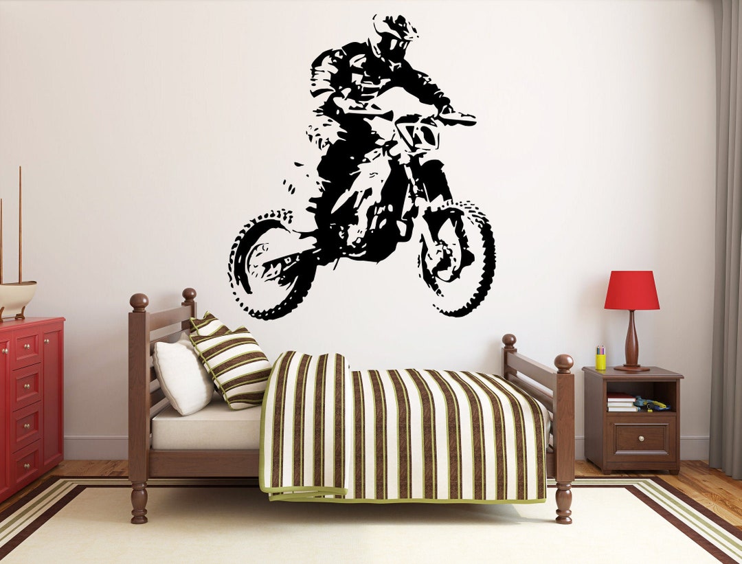 Motocross Wall Decal Motorcycle Wall Sticker Dirt Bike Wall Decor 1535b ...