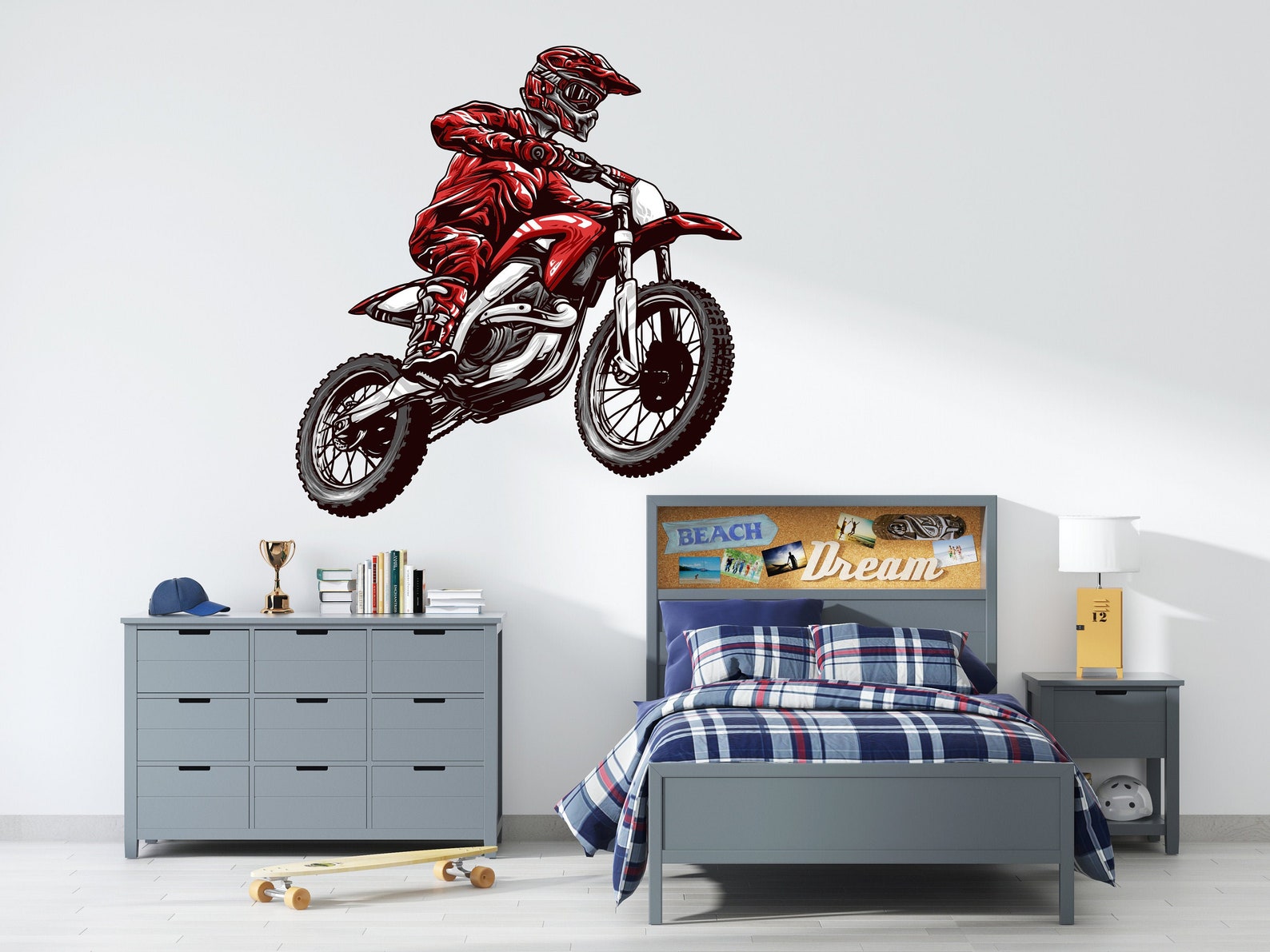 Motocross Wall Decal Motorcycle Wall Sticker Chopper Bike Wall | Etsy