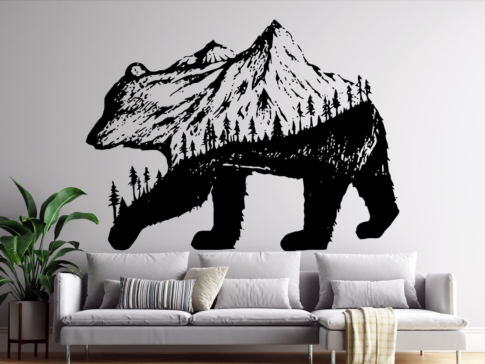 Bear Mountains Nature Wall Decal bear Mountain Wall Sticker - Etsy