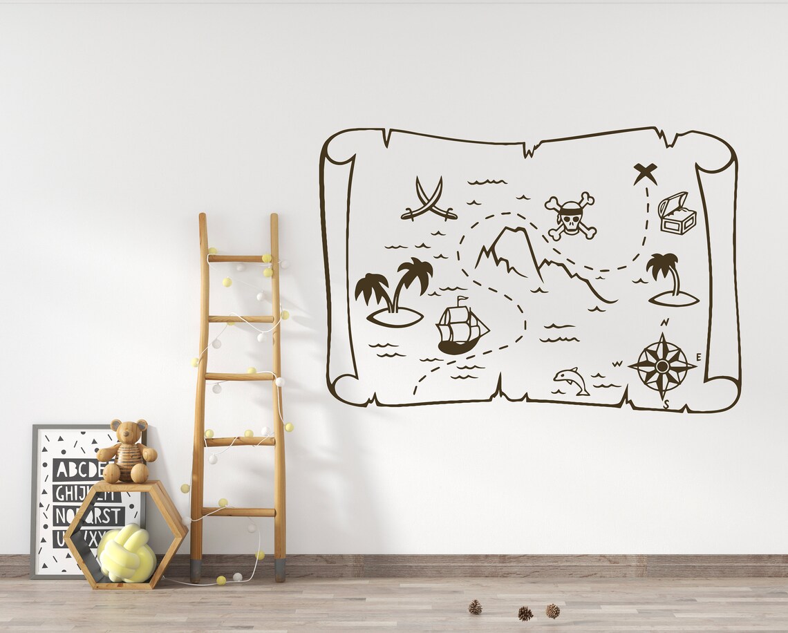 Treasure Map Wall Decal Treasure Map for Kids Pirate Map - Etsy