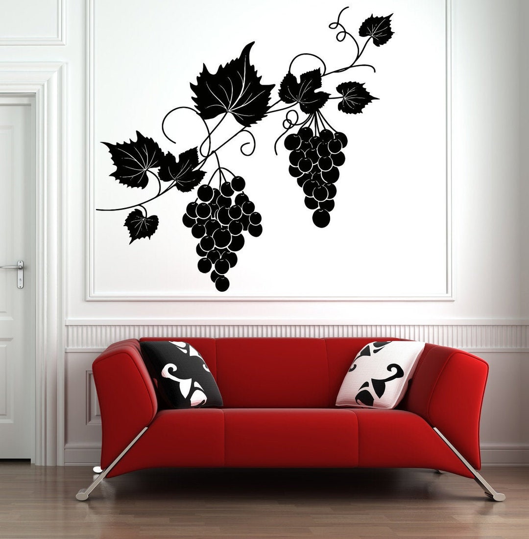 Grape Leaves Branch Wall Decal | Grape Wall Decal | Decals Wall Decor ...