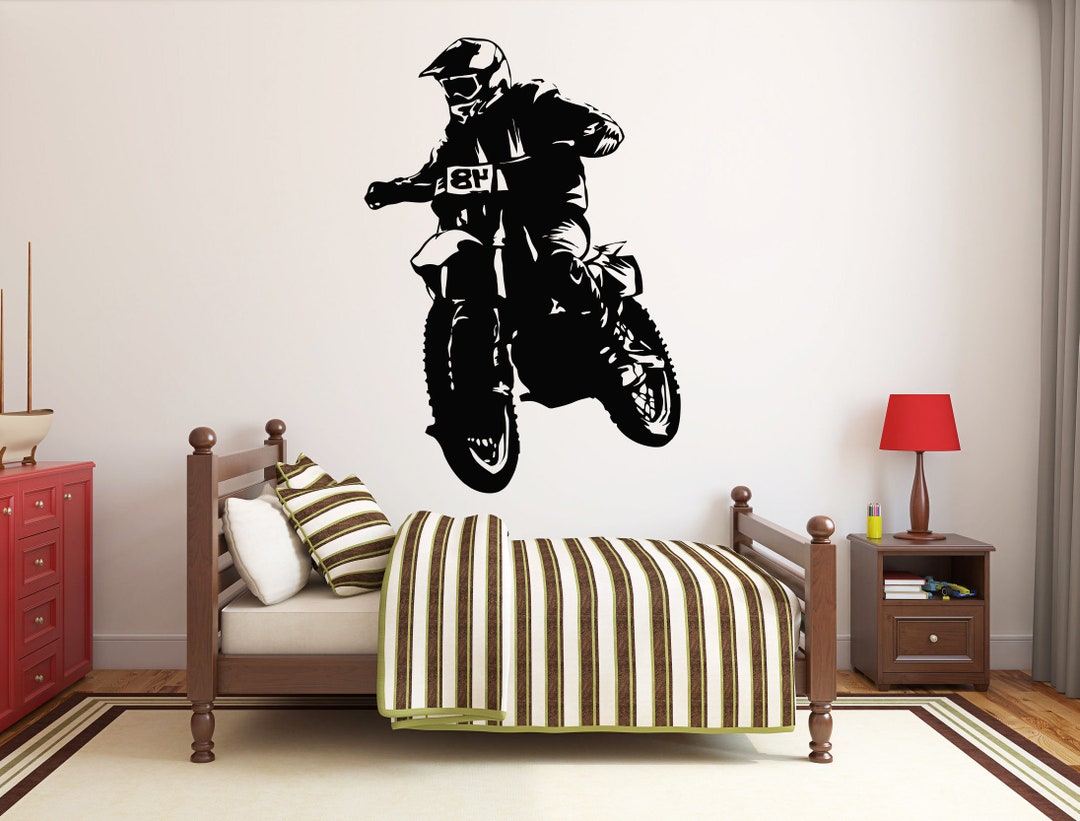 Motocross Wall Decal Motorcycle Wall Sticker Dirt Bike Wall Decor 1554b ...