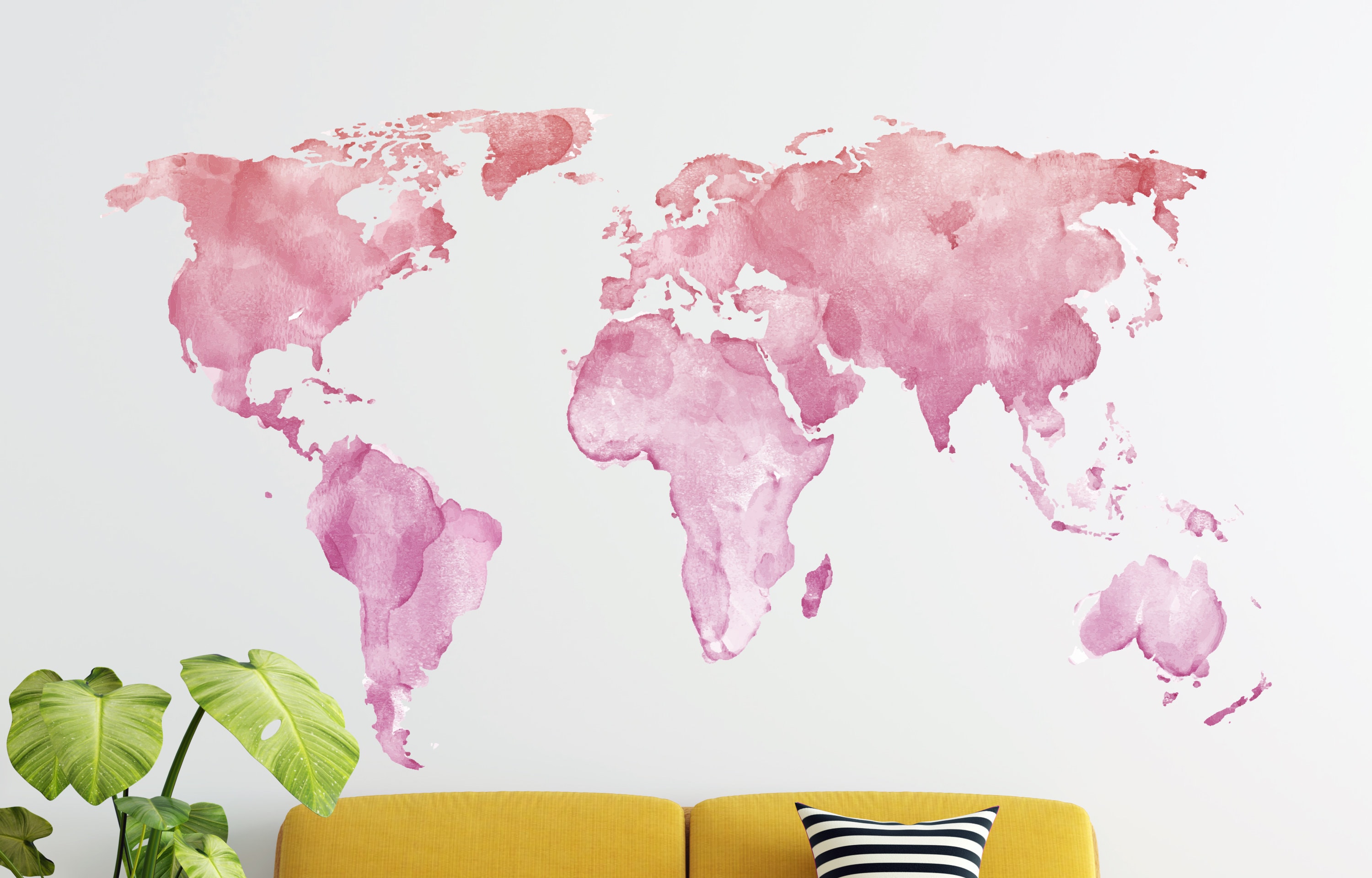 Watercolor World Map Wall Decal World Map Wall Sticker | Etsy