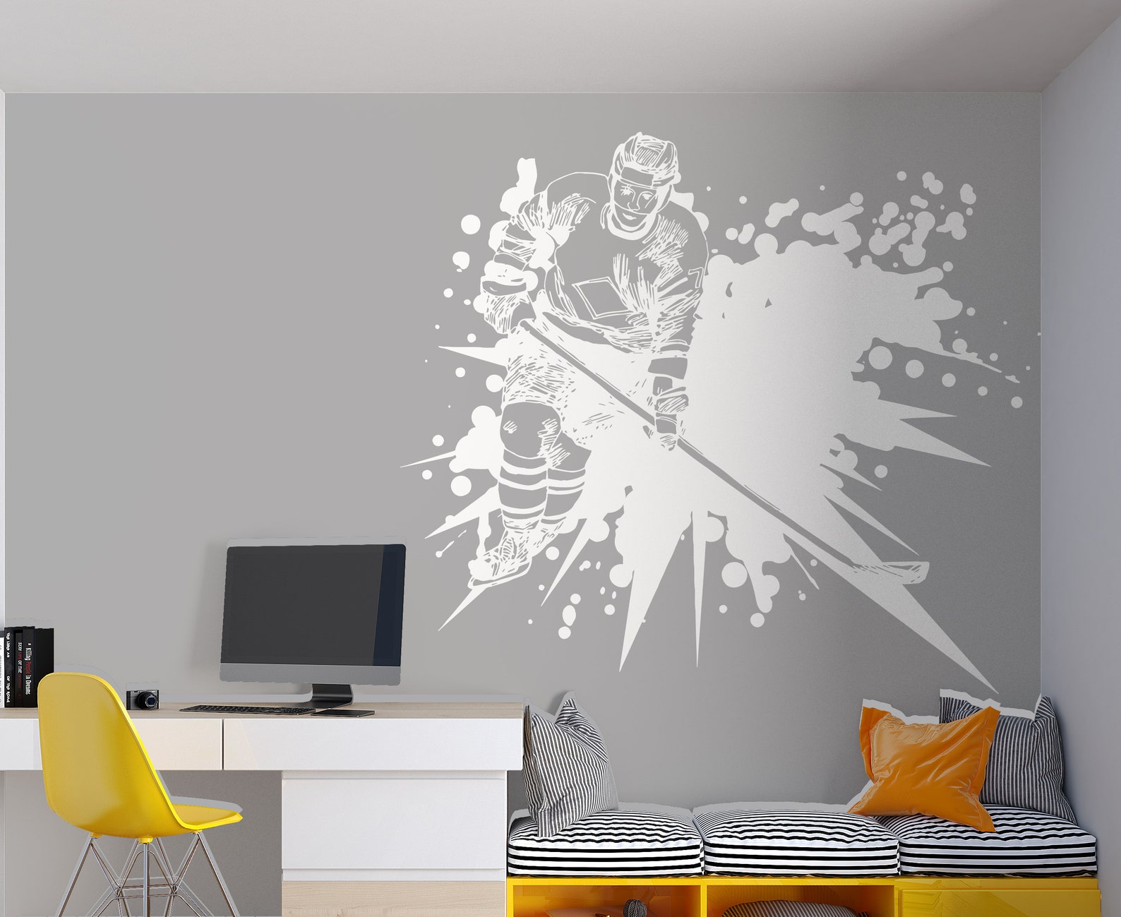 Ice Hockey Wall Decal Hockey Player Wall Decal Hockey | Etsy