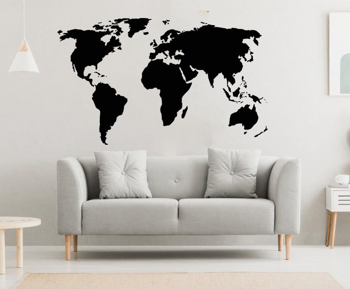 World Map Wall Decal World Map Wall Sticker World Map Wall - Etsy