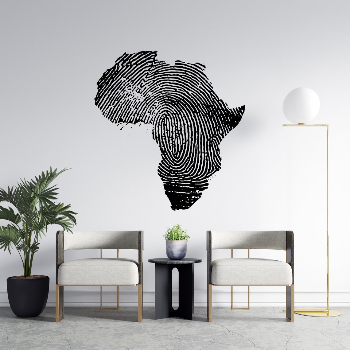 Africa Map Fingerprint Wall Decal Africa Continent Wall - Etsy