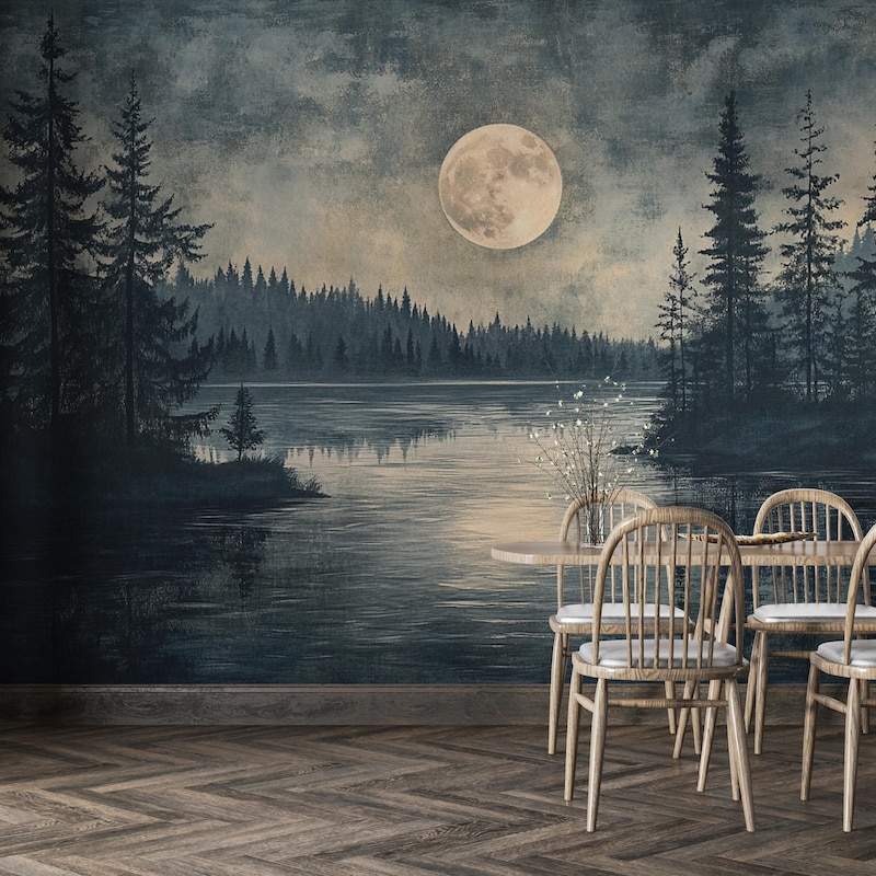 Wall Mural Wallpaper Moon - Etsy