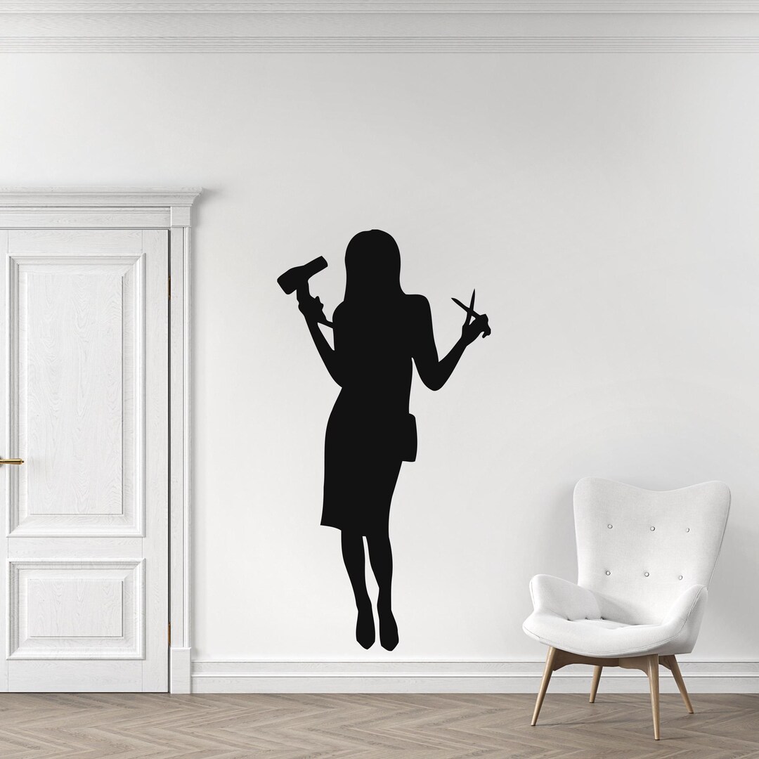 Hair Salon Vinyl Wall Decal: Hair Stylist Tools, Barber Shop Decor ...