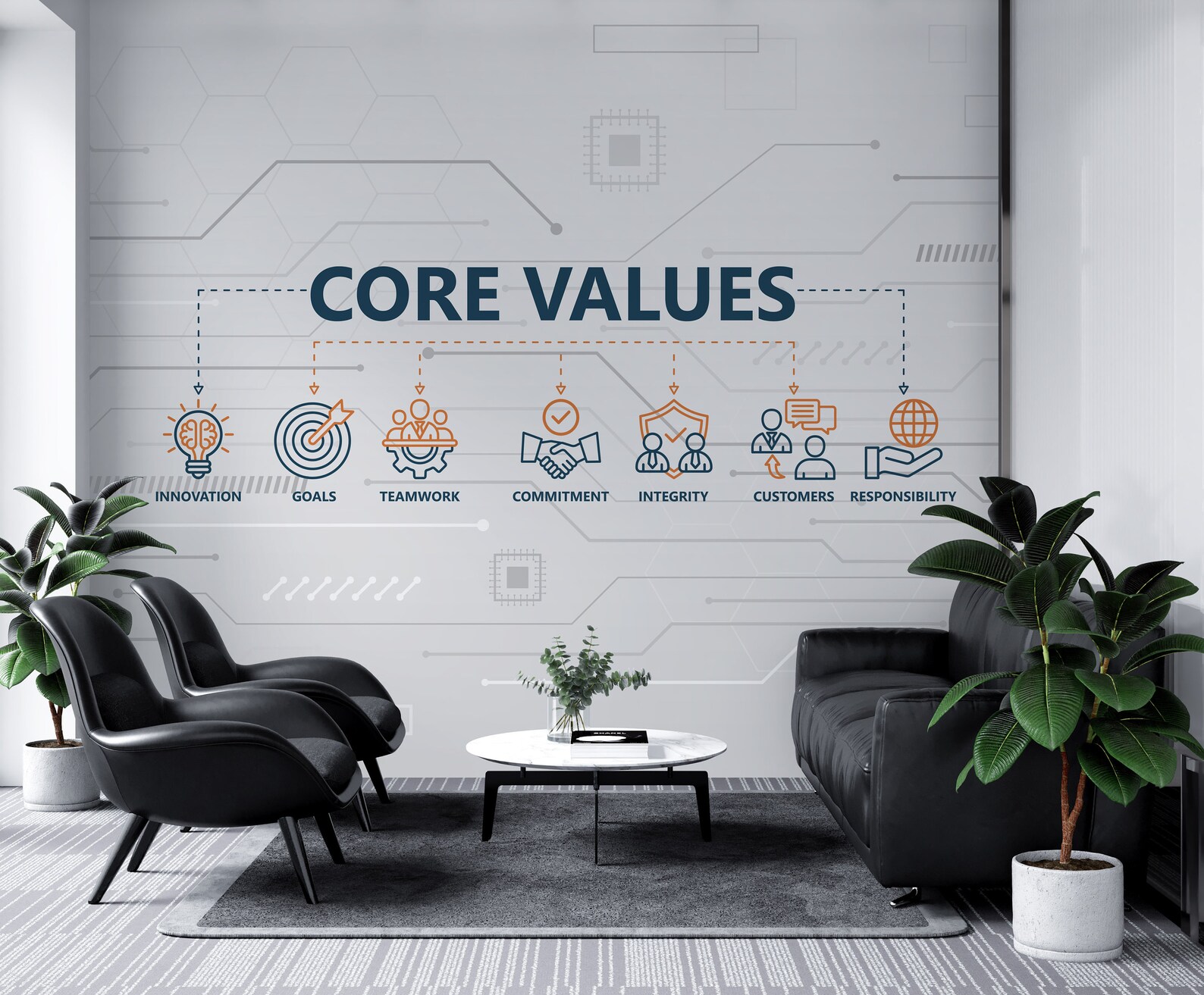 Inspire Core Values Office Wallpaper | Peel & Stick Removable Wall ...