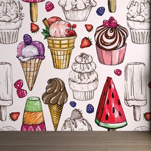 Sweets Wall Graphics Desserts Cupcakes Ice Cream Wallpaper Peel and ...