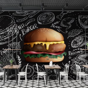 Fast Food Restaurant Wall Graphics Burger Fries Peel and Stick ...