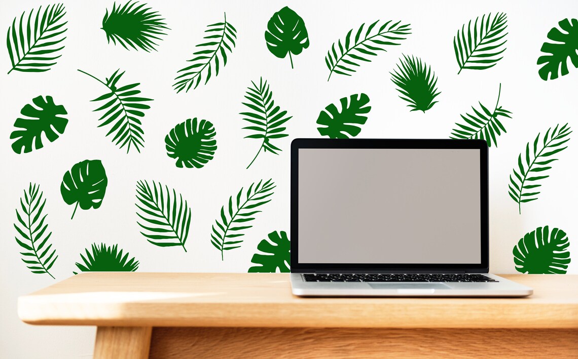 Tropical Leaves Wall Decal Set of 36 Palm Trees Sticker | Etsy