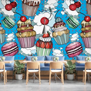 Vintage Sweets Wall Graphics Desserts Cookies Cupcakes Wallpaper Peel N ...
