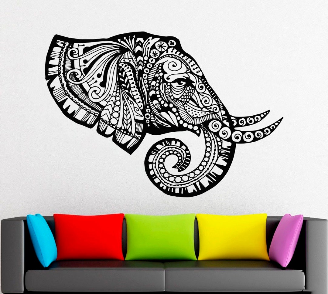 India Yoga Elephant Buddha Indian Decal Window Sticker Room Vinyl ...