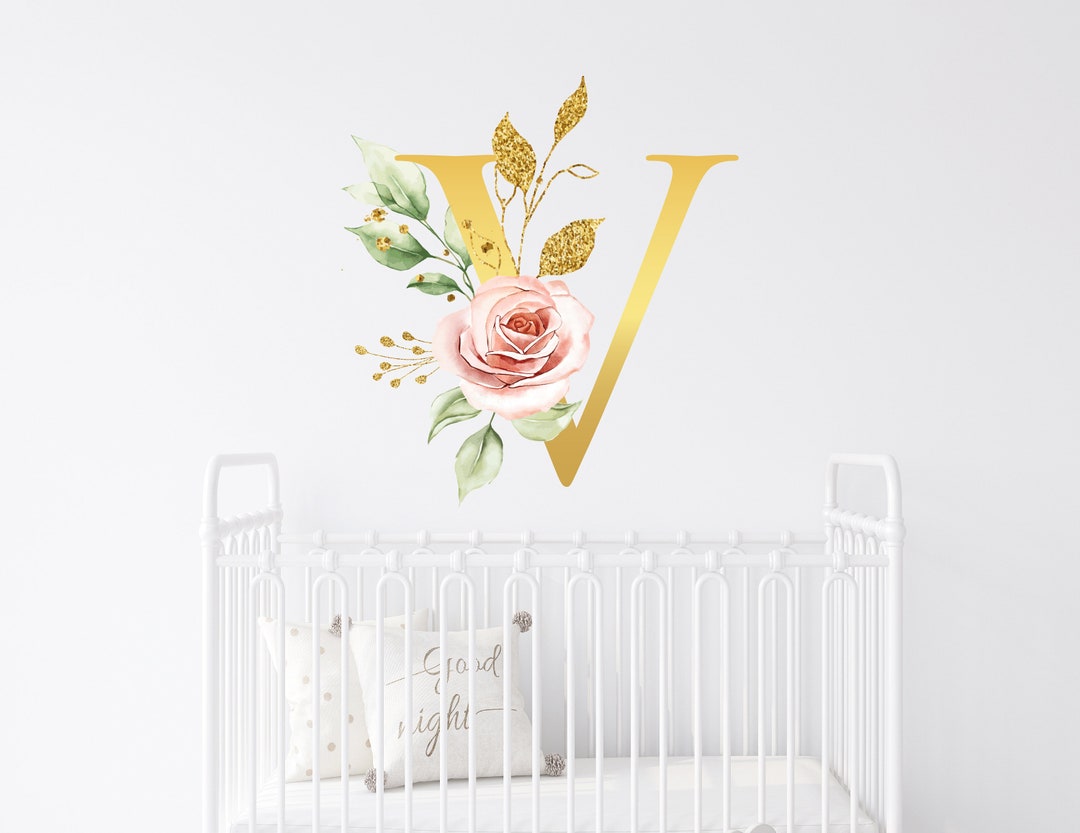 Personalized Name Wall Decal: Rose Flower Nursery Decor CD1 - Etsy