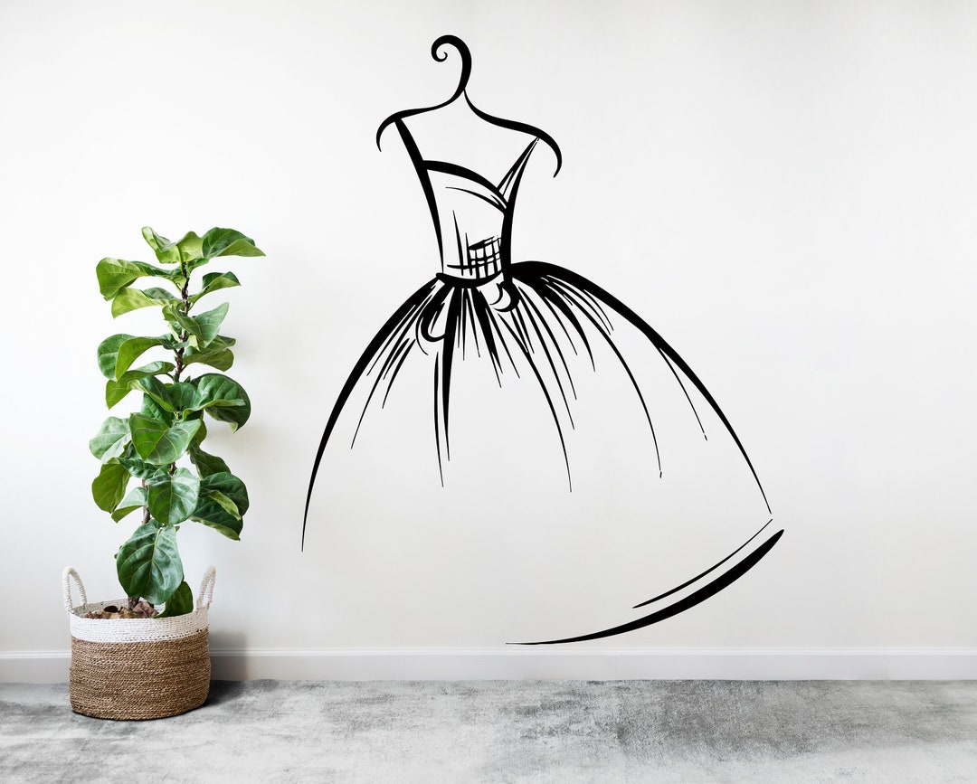 Fashion Wall Decal Dress Window Sticker Style Clothing Boutique Decor ...