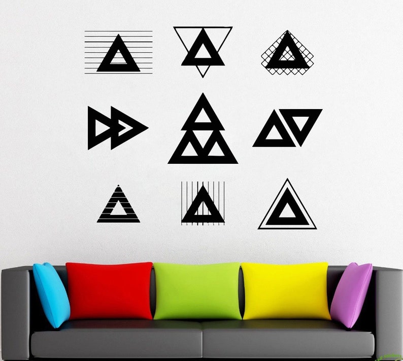 Geometry Shapes Animals Car Stickers Triangles Lines Wall | Etsy
