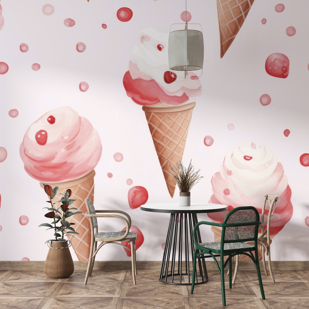Ice Cream Wall Graphics Peel and Stick Wallpaper Ice Cream Cafe Restaurant Self Adhesive ...