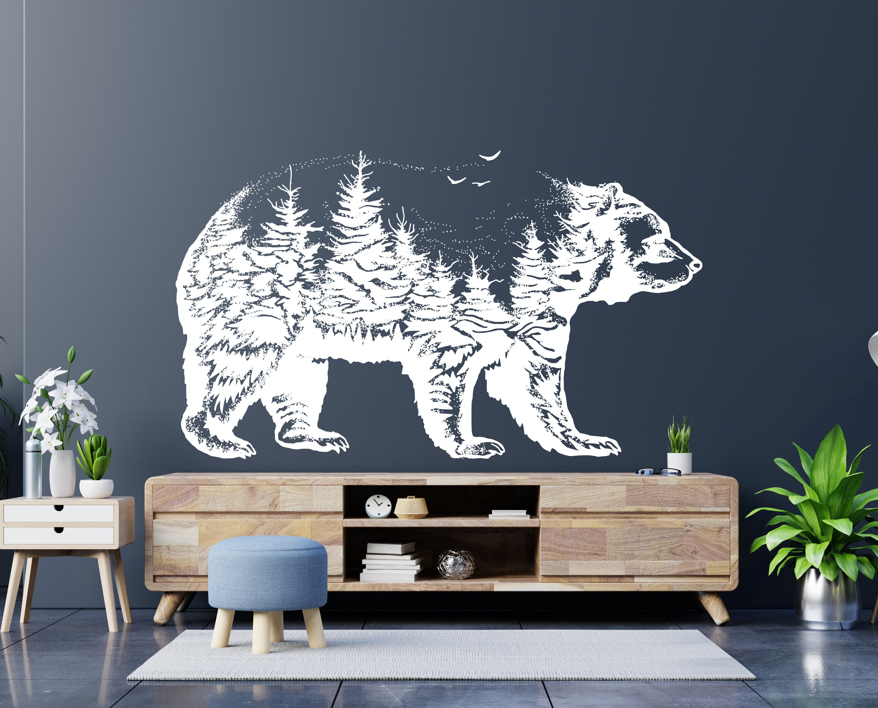 Bear Mountains Nature Wall Decal bear Mountain Wall Sticker - Etsy