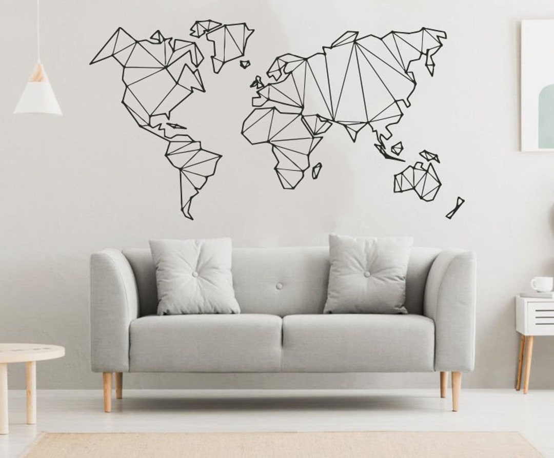 World Map Wall Decal | World Map Wall Sticker | World Map Wall Decor ...