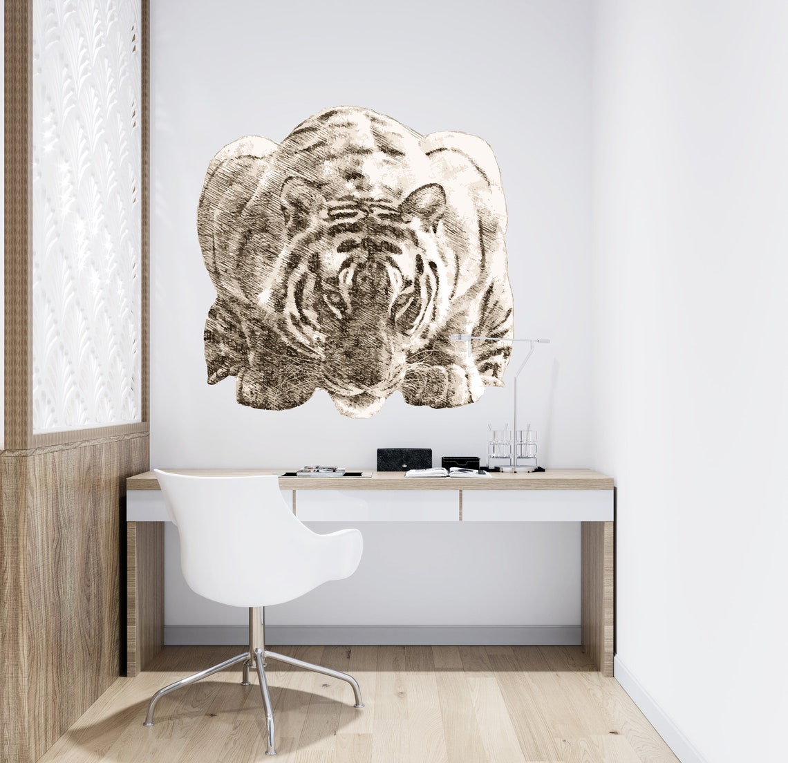 Tiger Wall Decal Tiger Head Wall Sticker Tiger Wall Decor - Etsy