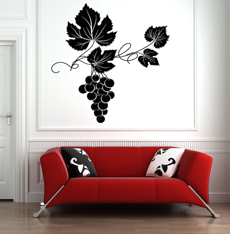 Grape Leaves Branch Wall Decal Grape Wall Decal Decals | Etsy