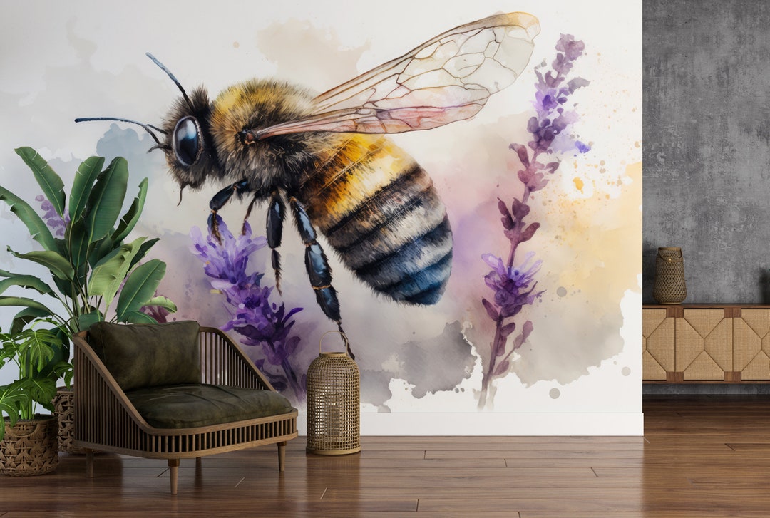 Honey Bee Peel and Stick Wallpaper Yellow Honey Bees Wall Mural Self ...
