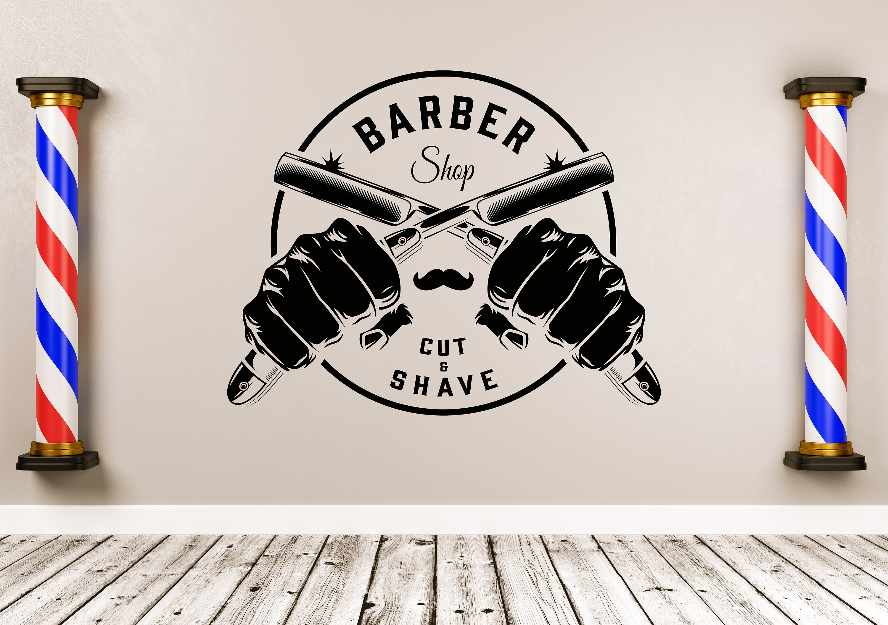 Barber Shop Wall Decal Barber Shop Wall Sticker Barber - Etsy