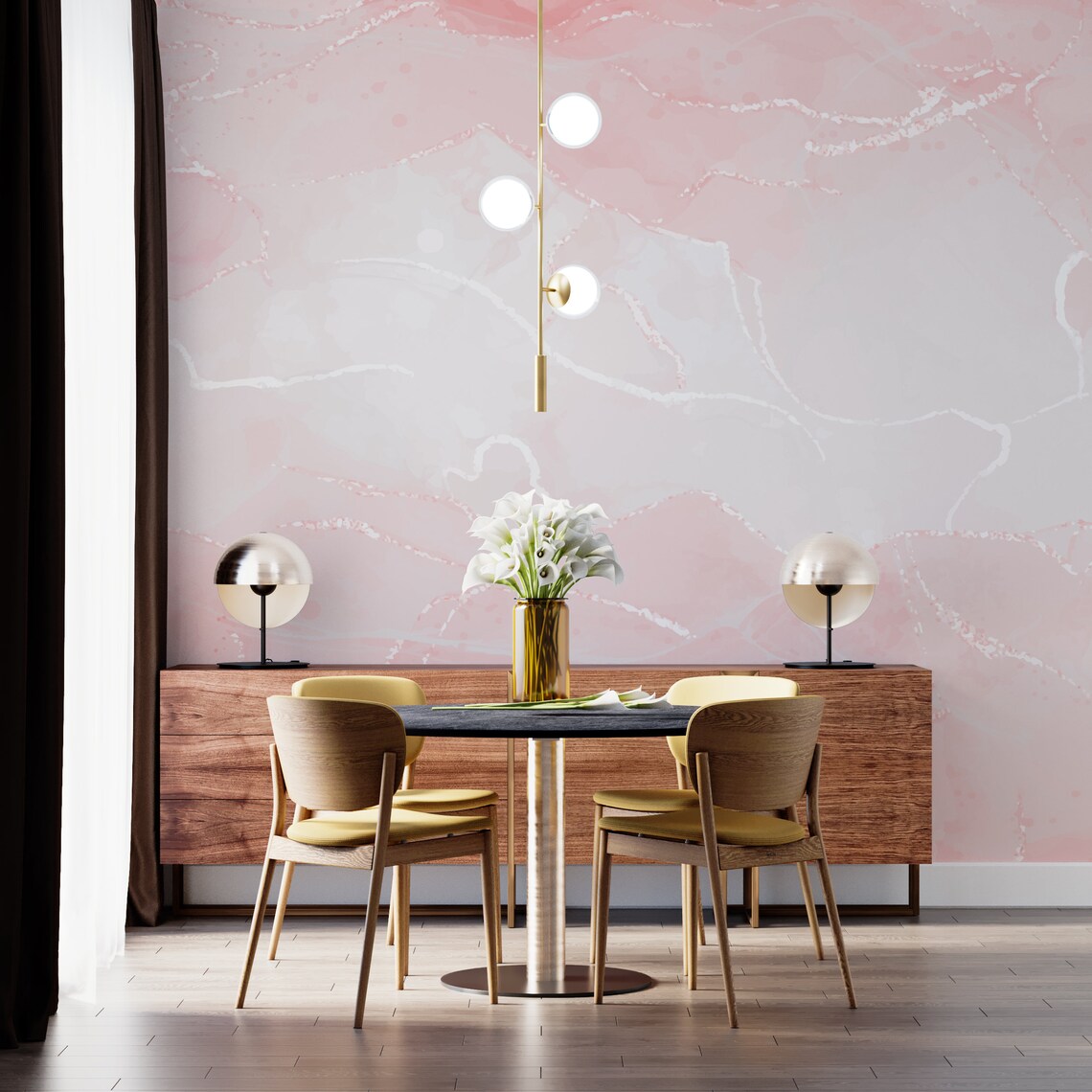 Pink Marble Peel and Stick Wallpaper Pink Wall Mural Self - Etsy