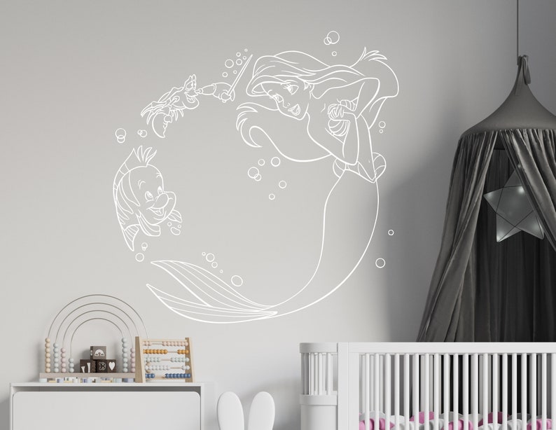 Princess Ariel Wall Decal Little Mermaid Wall Decor Cartoon - Etsy