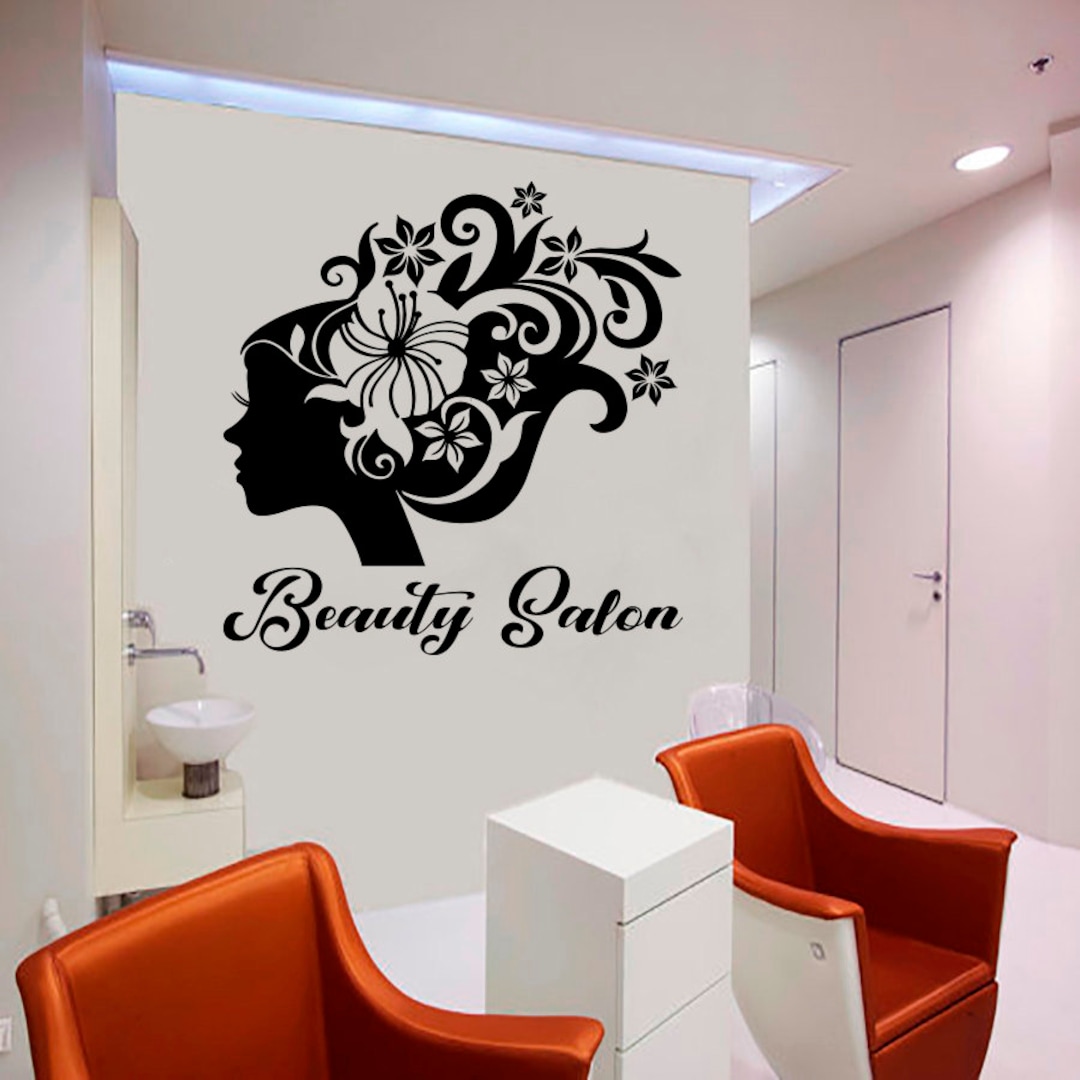 Beauty Salon,woman Face, Hair Salon,style,nail Salon,wall Decal, Window ...