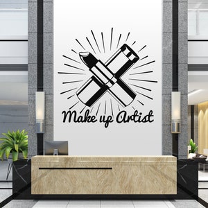 Makeup Wall Decal Makeup Artist Wall Sticker Cosmetics Lipstick Beauty ...