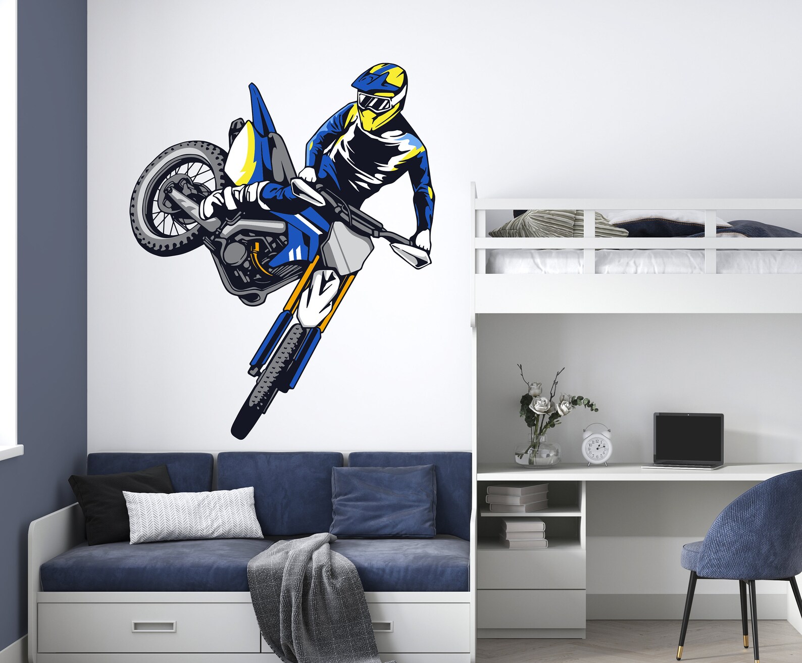 Motocross Wall Decal Motorcycle Wall Sticker Chopper Bike Wall | Etsy
