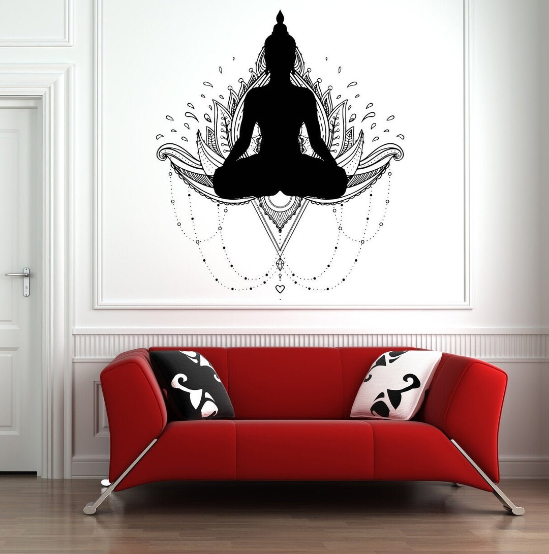 Yoga Wall Decal | Yoga Pose Wall Decal | Lotus Mandala Wall Decor ...