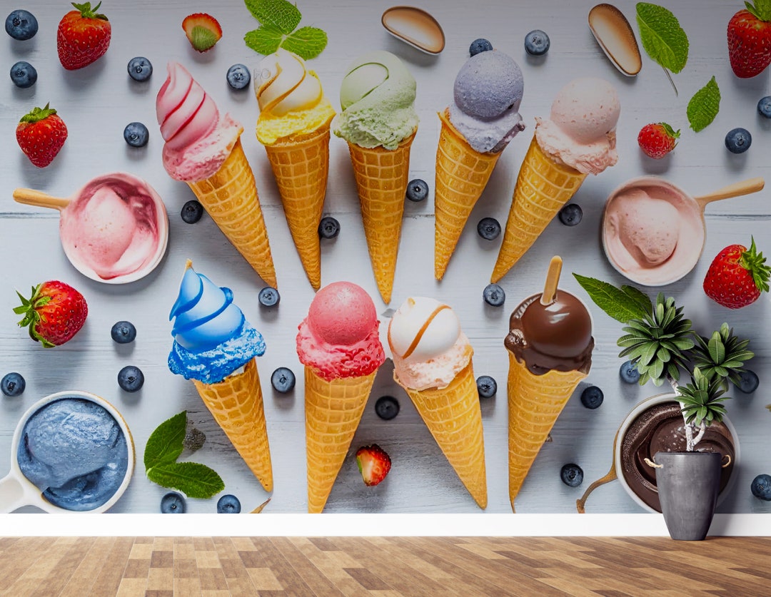 Ice Cream Wall Graphics Peel and Stick Wallpaper Ice Cream Cafe ...