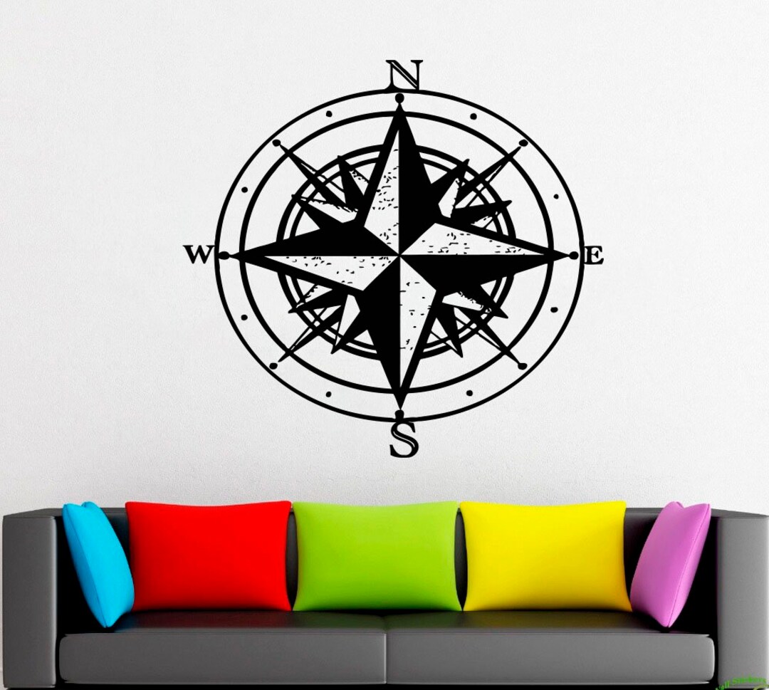 Compass Rose Vinyl Wall Decal: Removable Home Decor 1810 - Etsy