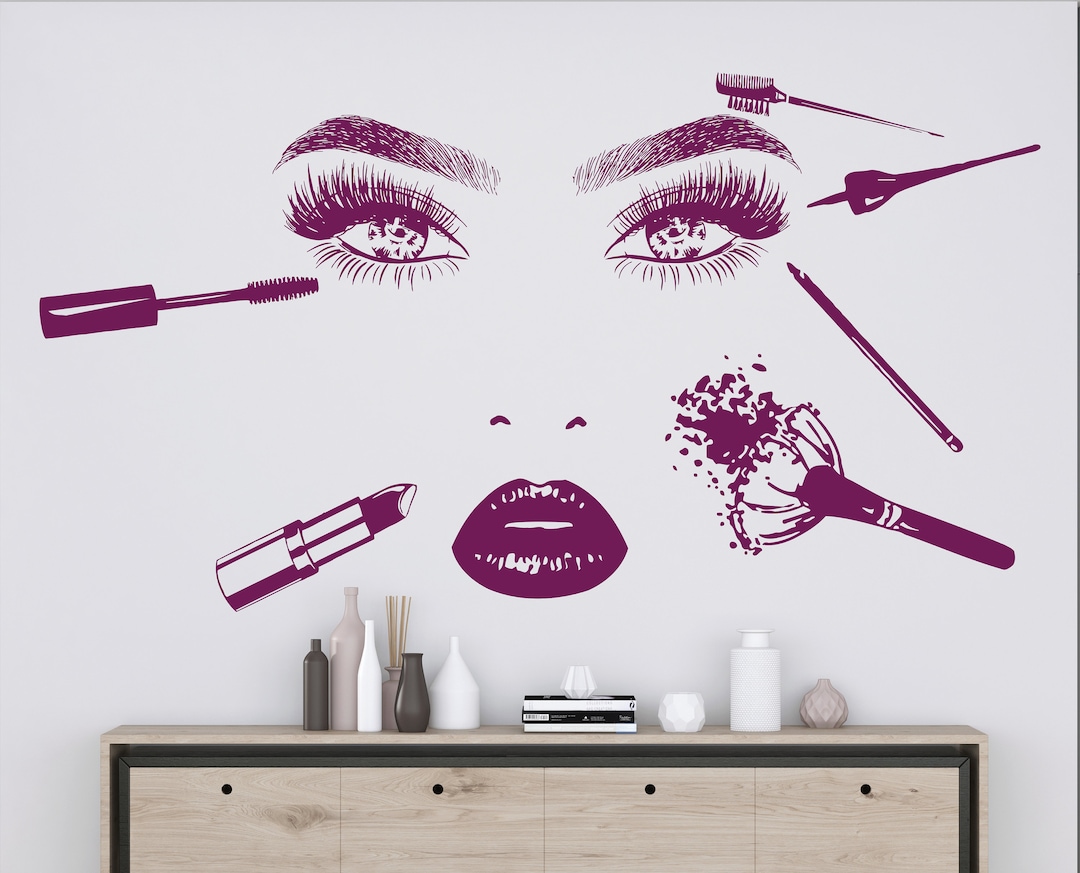Makeup Wall Decal Makeup Artist Wall Sticker Cosmetics Lipstick Beauty ...