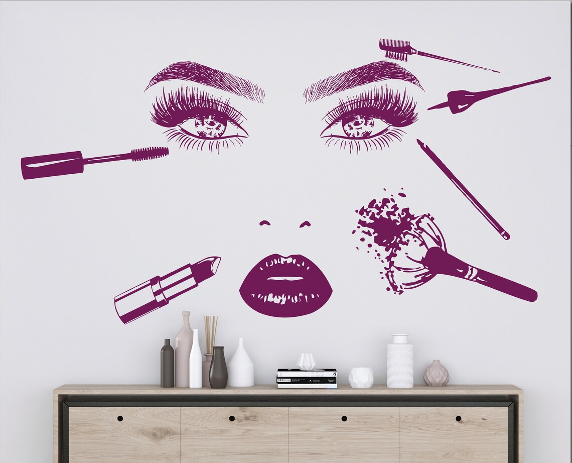 Makeup Wall Decal Makeup Artist Wall Sticker Cosmetics | Etsy