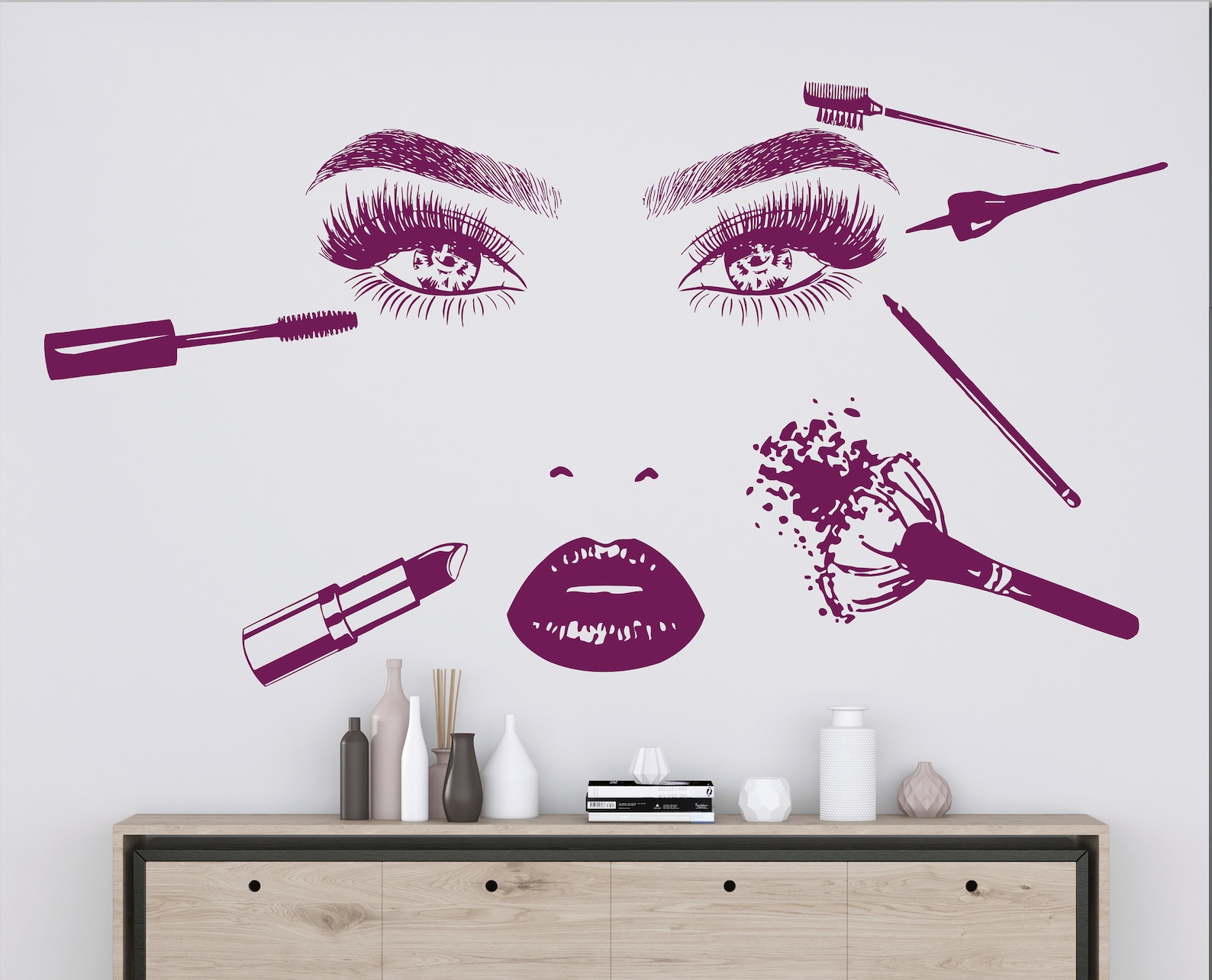 Makeup Wall Decal Makeup Artist Wall Sticker Cosmetics | Etsy