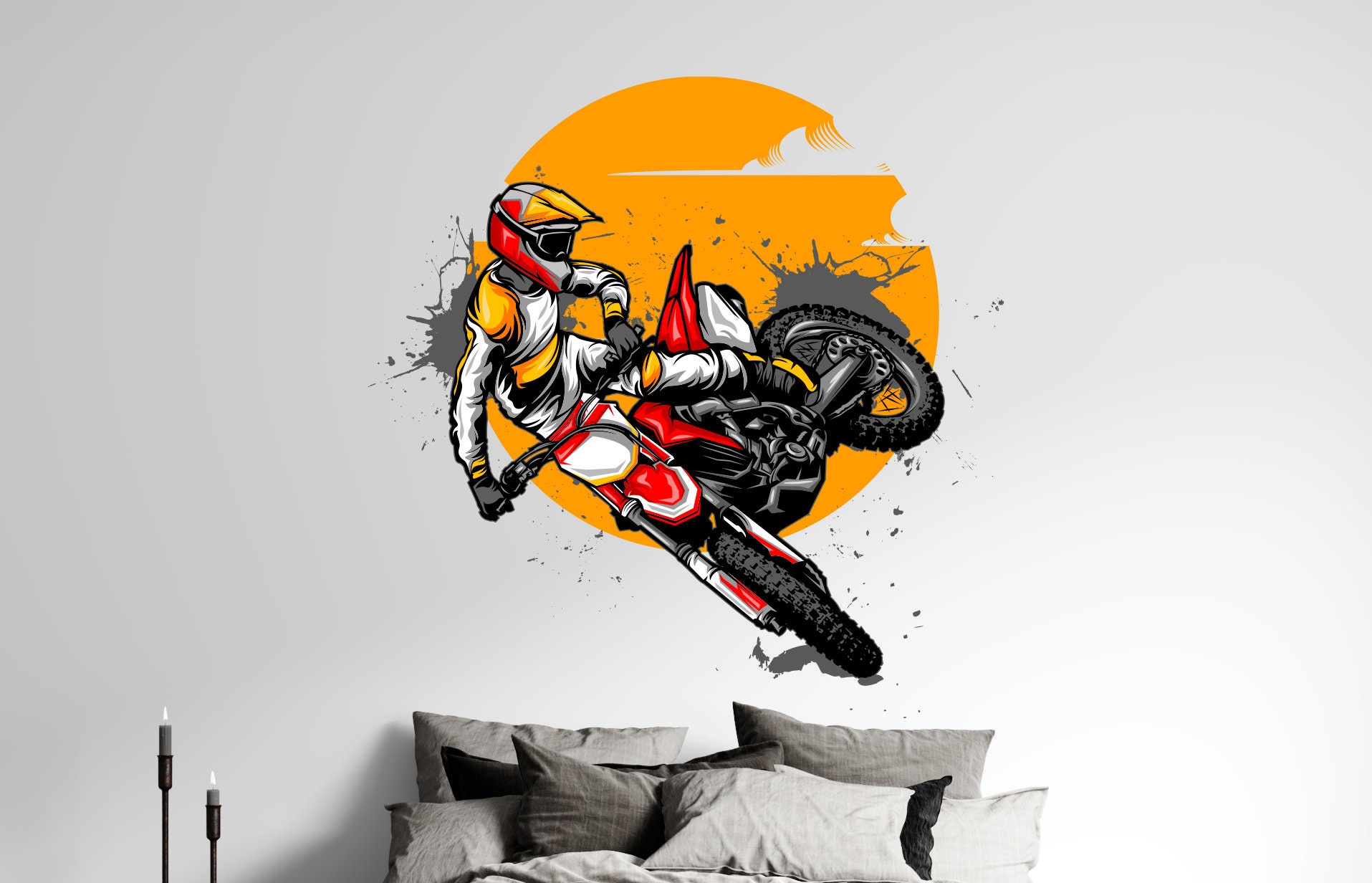 Motocross Wall Decal Motorcycle Wall Sticker Chopper Bike Wall - Etsy