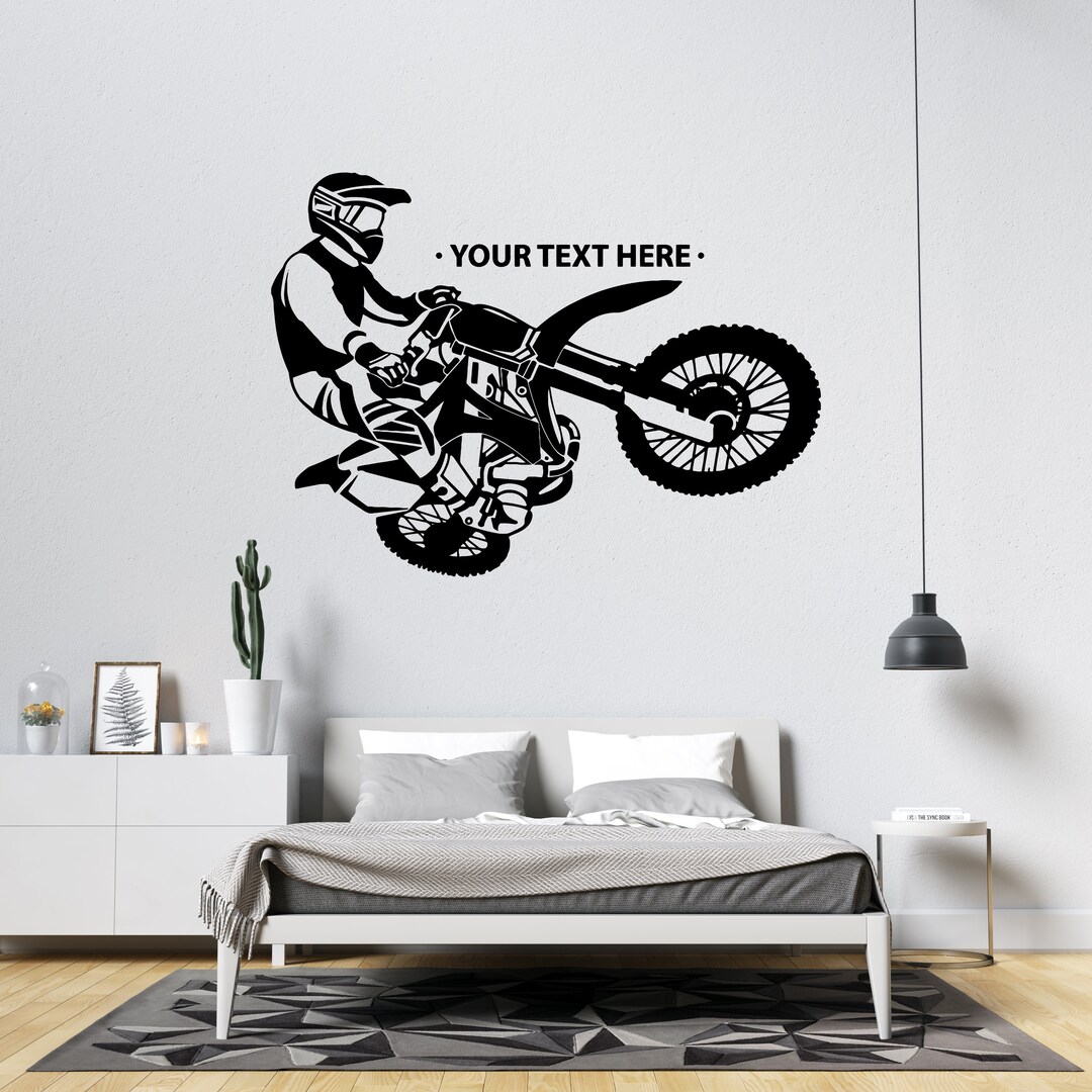 Motocross Wall Decal Motorcycle Wall Sticker Dirt Bike Wall Decor BK04 ...
